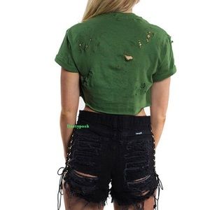 Dustyposh | Shorts | Denim Laceup Shorts Ripped Hot Pants | Poshmark